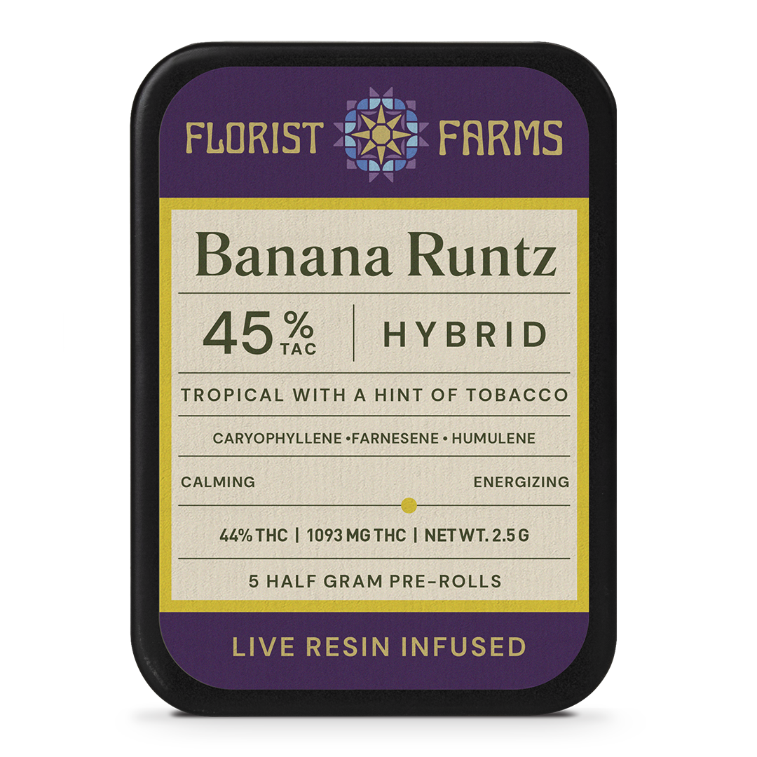 Infused Live Resin Banana Runtz | 1/2 Gram Joints | 5pk – Florist Farms