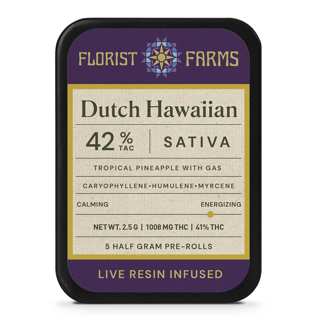 Infused Live Resin Dutch Hawaiian | 1/2 Gram Joints | 5pk – Florist Farms